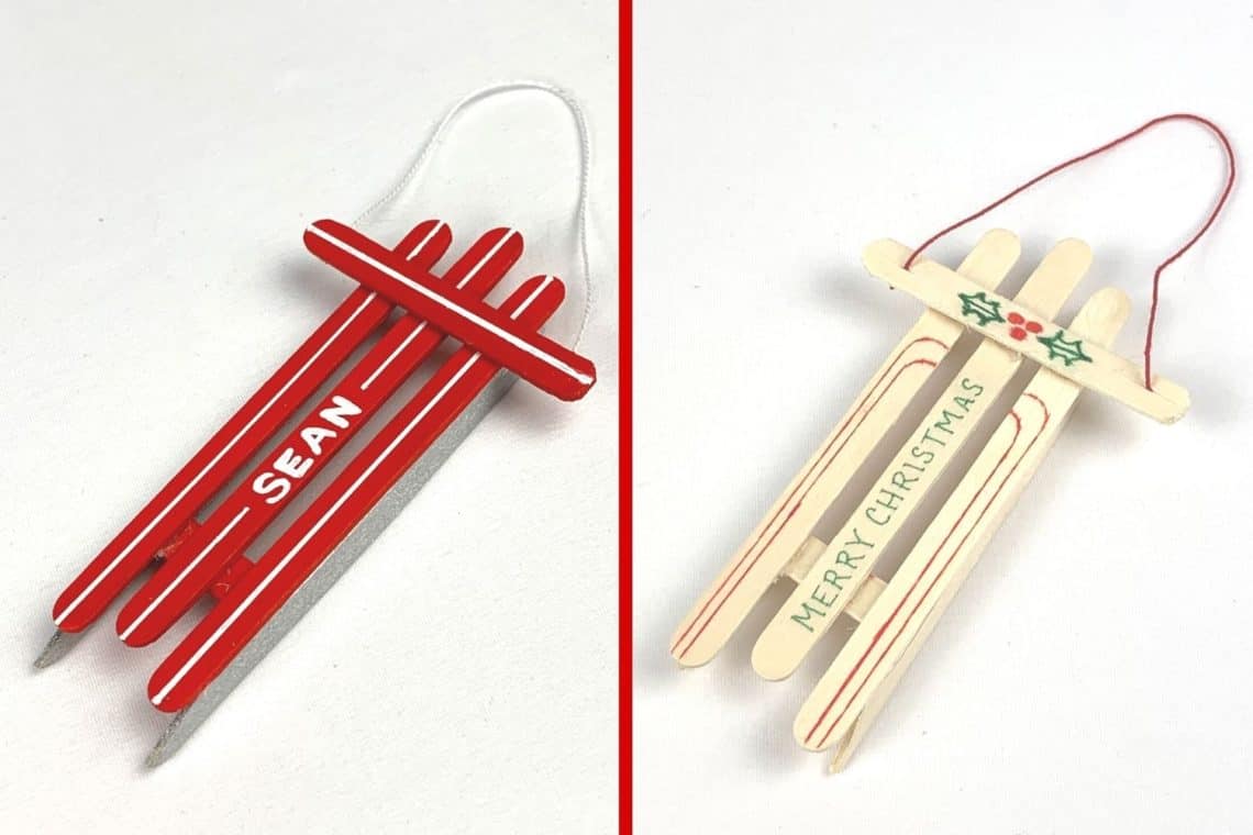 Popsicle Stick Ornaments: How To Make A Sled - Chaotically Yours